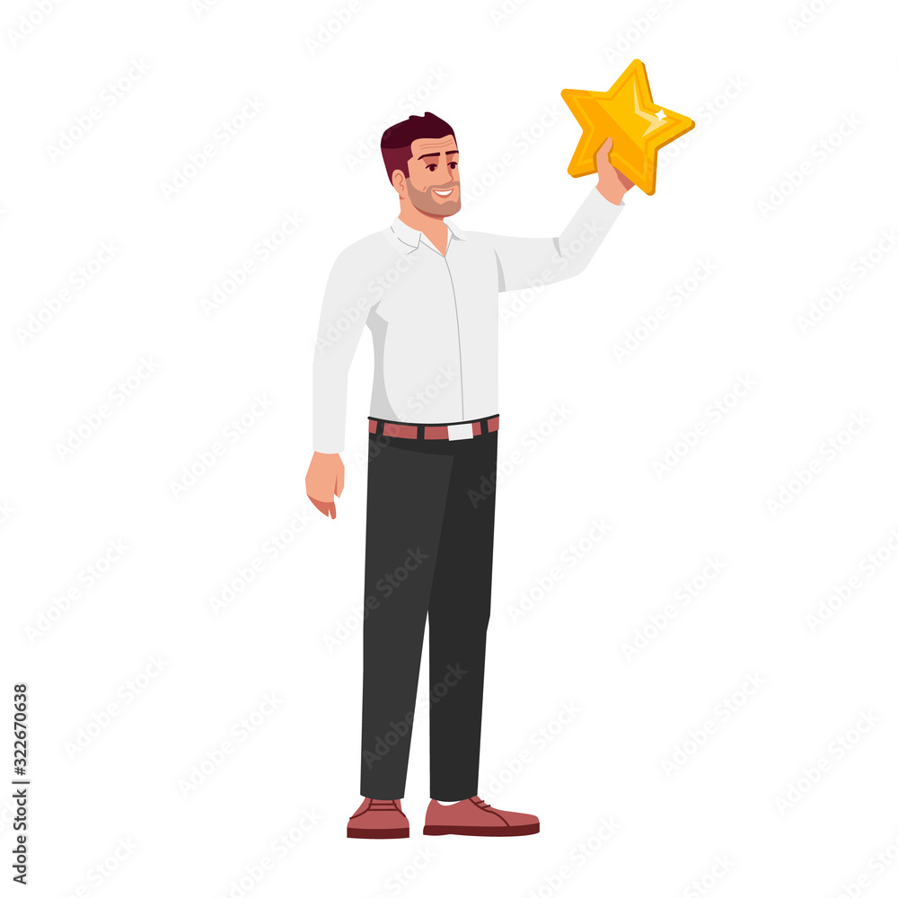 Ambitious employee semi flat RGB color vector illustration. Happy ...