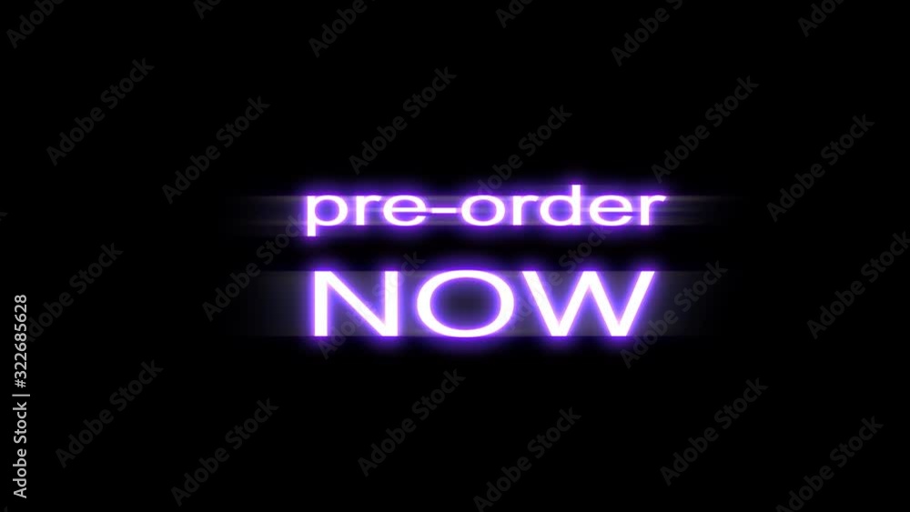 Pre- order now sign in neon style, design element, light banner ...