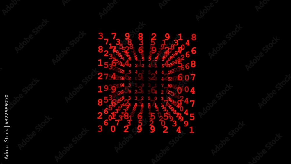 Matrix Cube endless rotating on screen II. Hot Bloody Red. Abstract colorful technology design ...