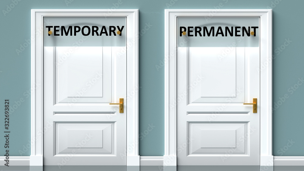 Temporary and permanent as a choice - pictured as words Temporary ...