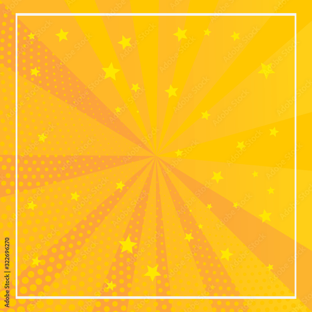 Vector halftone retro comic texture. Yellow background superhero ...