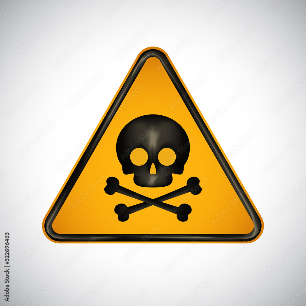 Caution poison hazard sign. Black orange warning poison hazard sign on ...