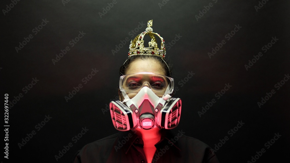 Coronavirus pathogen outbreak pandemic biohazard concept. Woman in ...