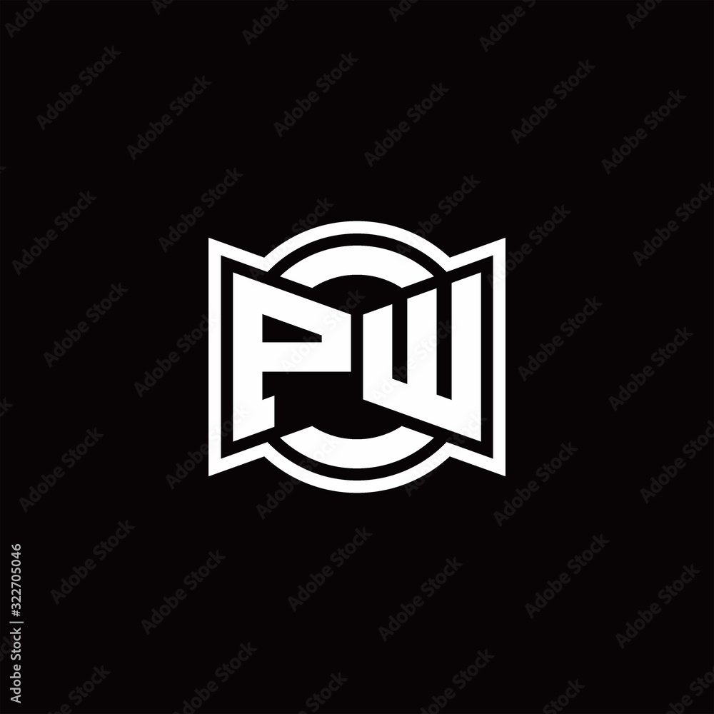 PW logo monogram with ribbon style circle rounded design template Stock ...