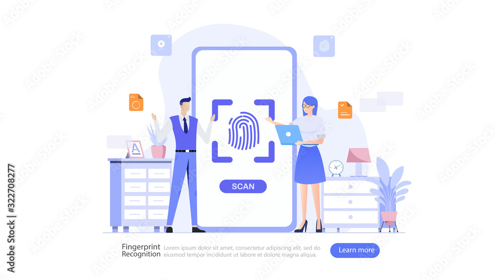 Fingerprint Recognition Technology Vector Illustration Concept ...