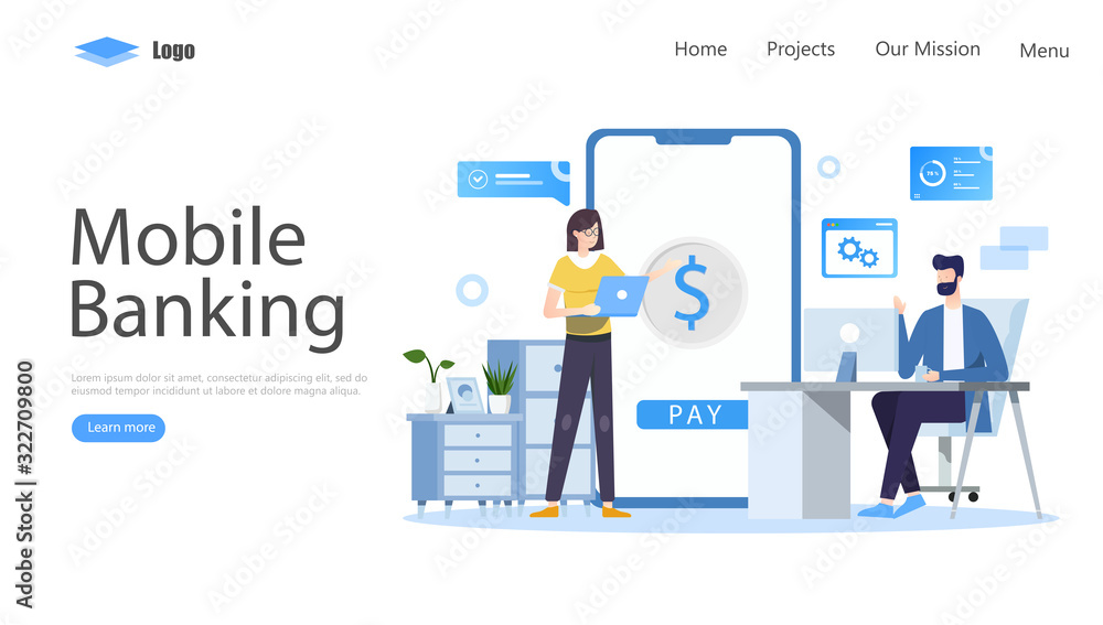 Mobile Banking Vector Illustration Concept , Suitable for web landing ...