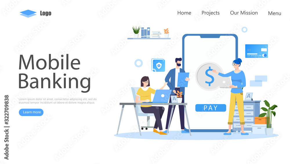 Mobile Banking Vector Illustration Concept , Suitable for web landing ...