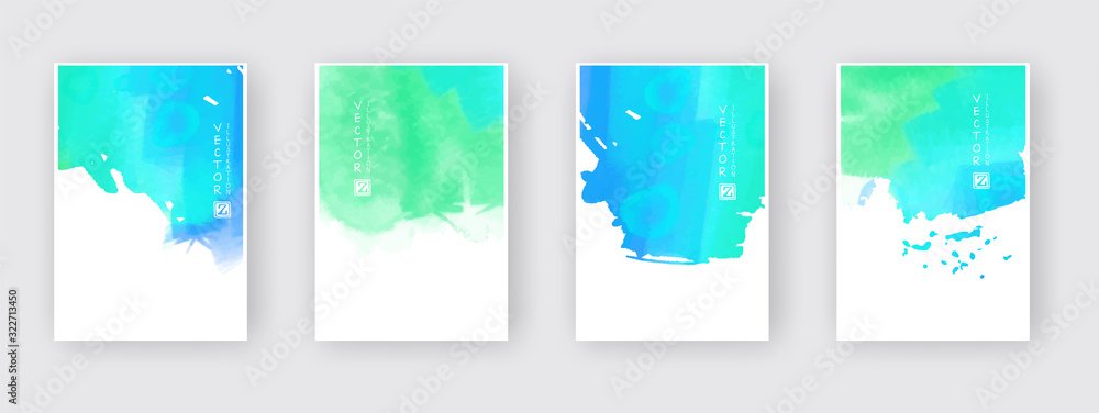 Poster template set. Hand drawn Watercolor stain background collection ...