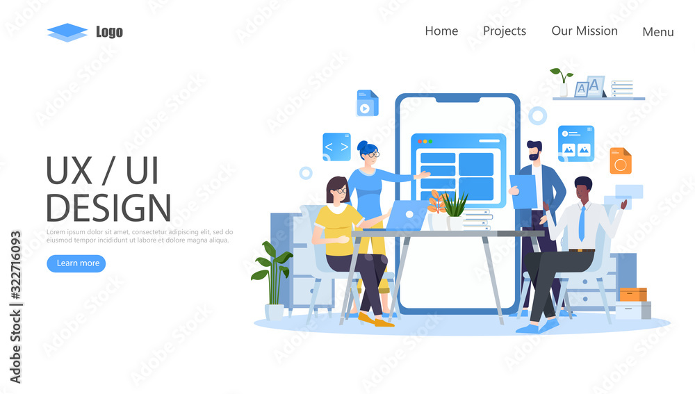 UX / UI Design Vector Illustration Concept, Suitable for web landing ...