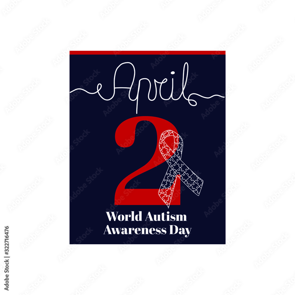 Calendar sheet, vector illustration on the theme of World Autism ...