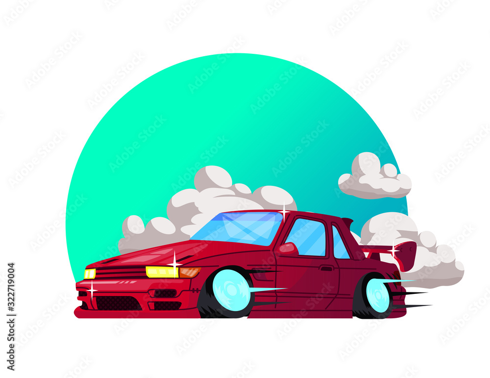 Japanese drift sport car, Street racing, tuning.Stylish car rushing and ...
