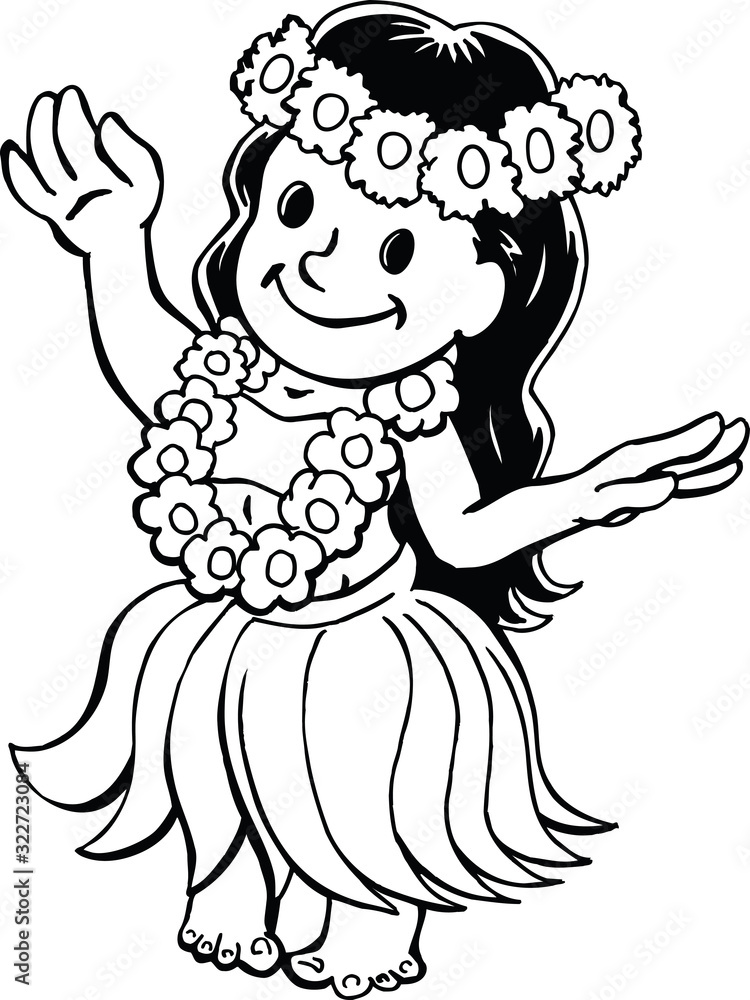 Luau Girl Cartoon Vector Illustration Stock Vector | Adobe Stock