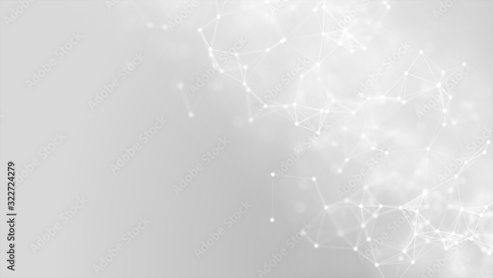 Abstract plexus on gray background. connection glowing lines and dots ...