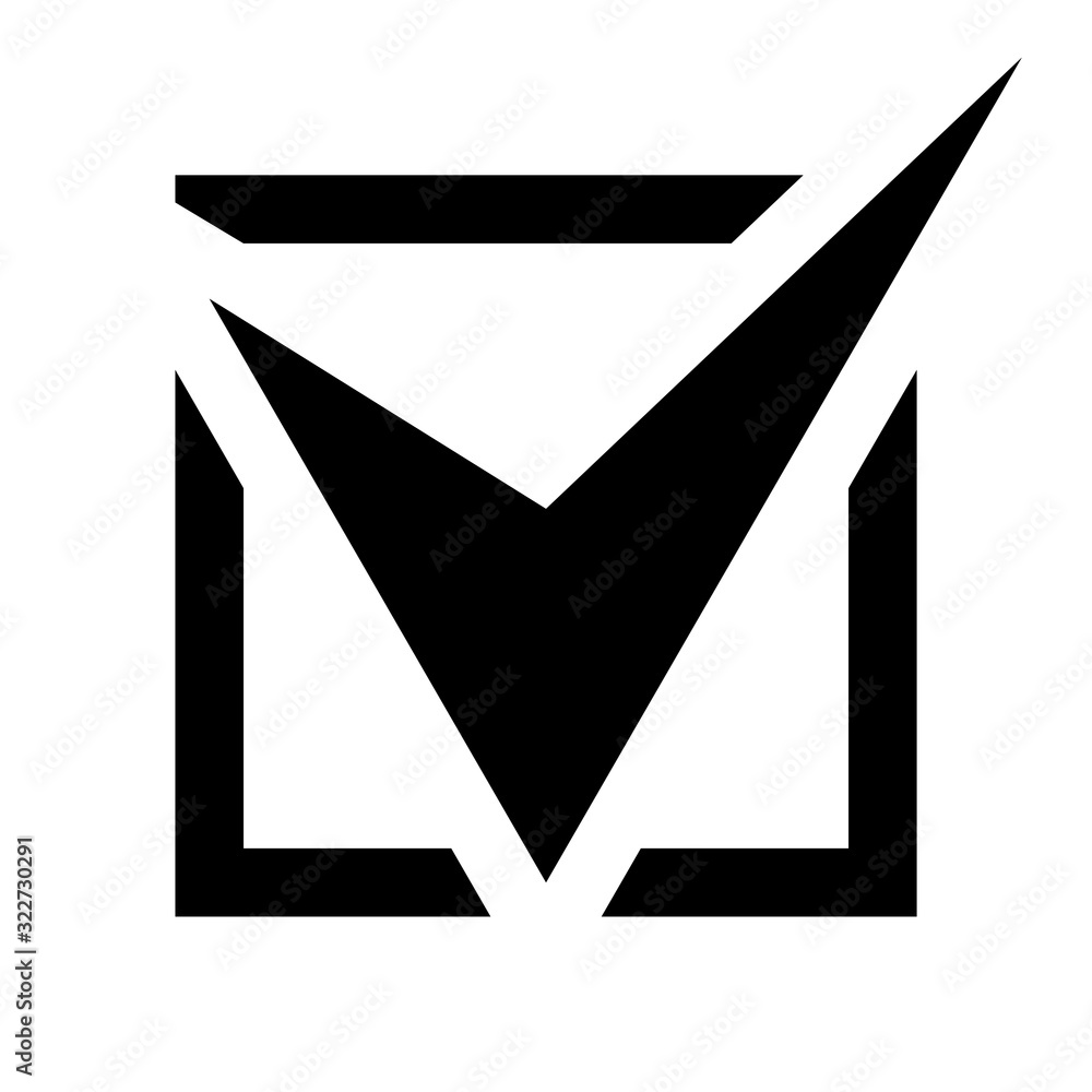 Black checkbox icon, tick symbol in a square isolated on a white ...