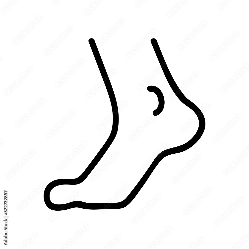 foot icon vector. Thin line sign. Isolated contour symbol illustration ...