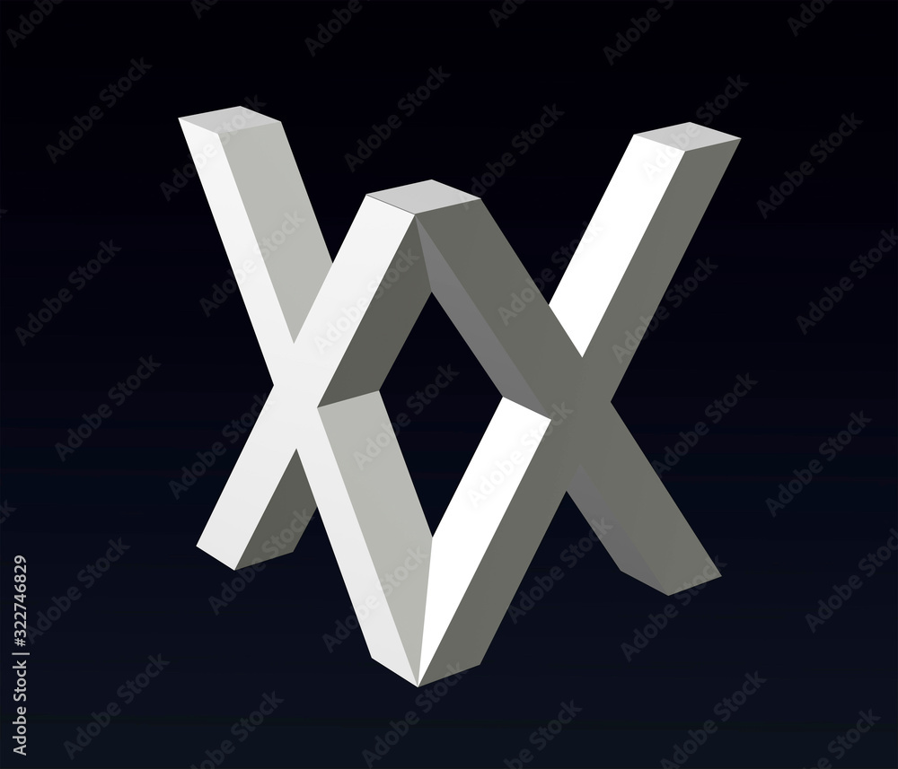 Font stylization of the letters X and Z, Y, W, V, S, T, R, D, font ...