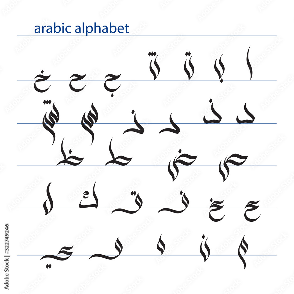 Arabic calligraphy alphabet big set. Arabic letters isolated on white ...