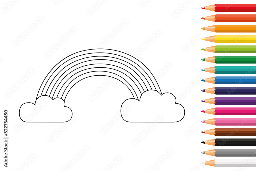 rainbow for coloring book with pencils vector illustration EPS10 Stock ...