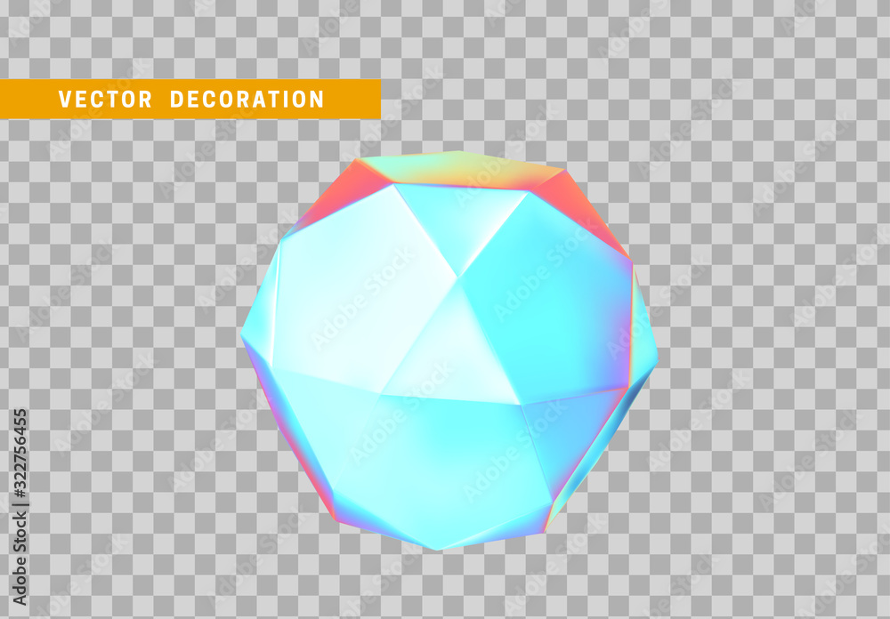 Geometric figure icosahedron polyhedron with 20 faces. Gradient color ...