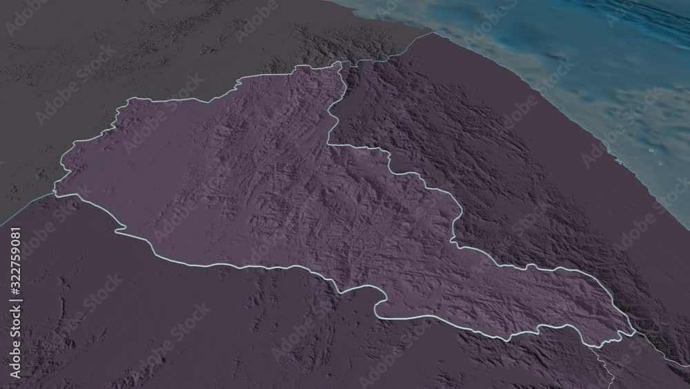 Anseba, region with its capital, zoomed and extruded on the ...