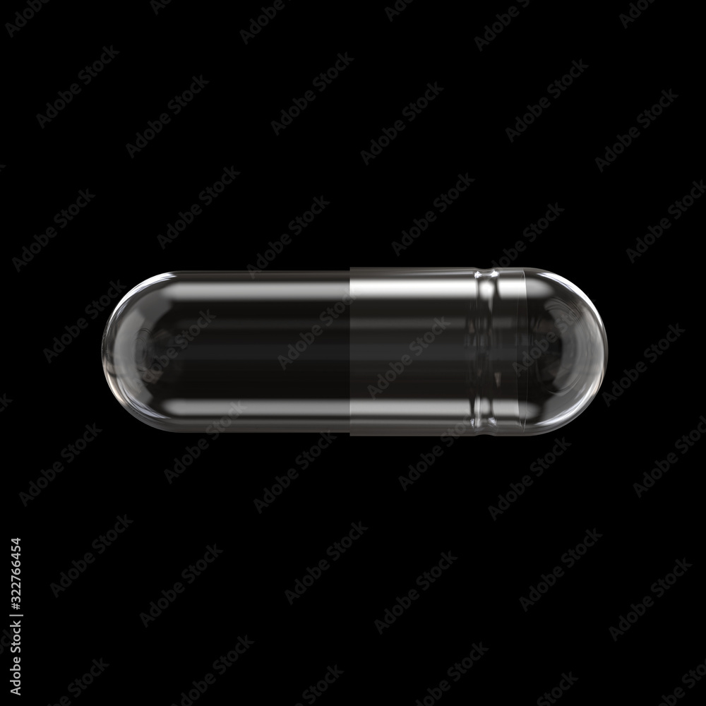 Horizontal View of Empty Transparent Medicine Capsule Pill. Realistic ...
