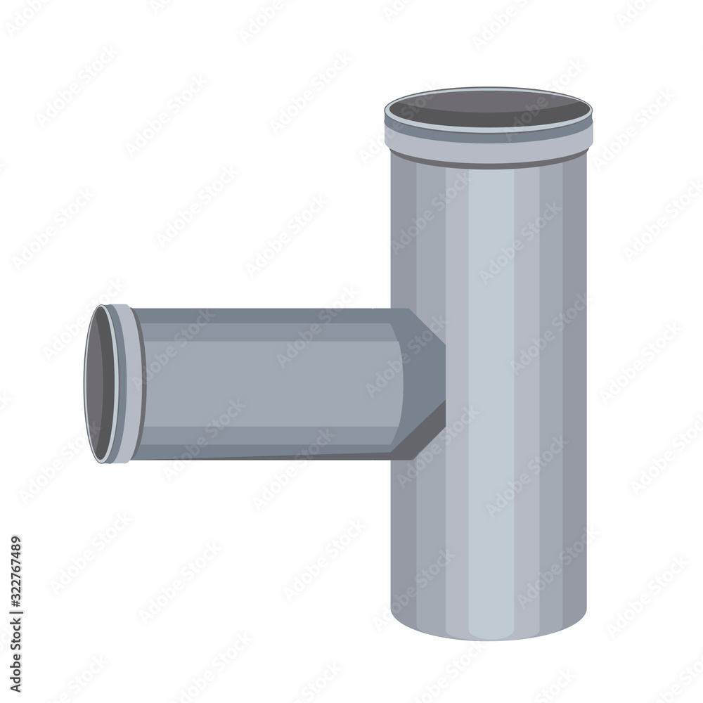 A PVC T-pipe or branching system with a branching in plastic isolated ...