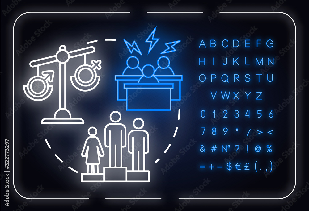 Social inequality neon light concept icon. Unequal opportunities ...