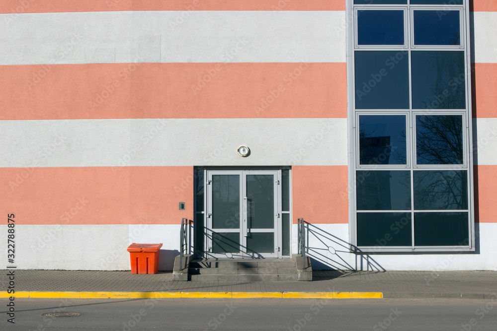 service entrance, exit from the back of the pink, striped supermarket ...