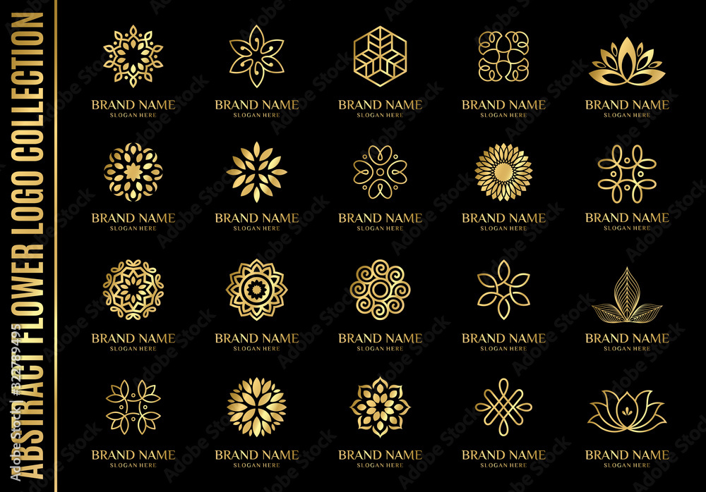 set of best abstract flower logo collections, perfect for company logo ...