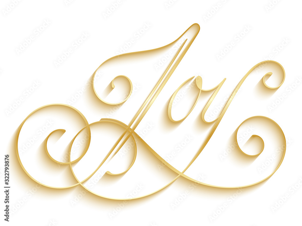 JOY gold metallic vector calligraphy banner with swashes Stock Vector ...