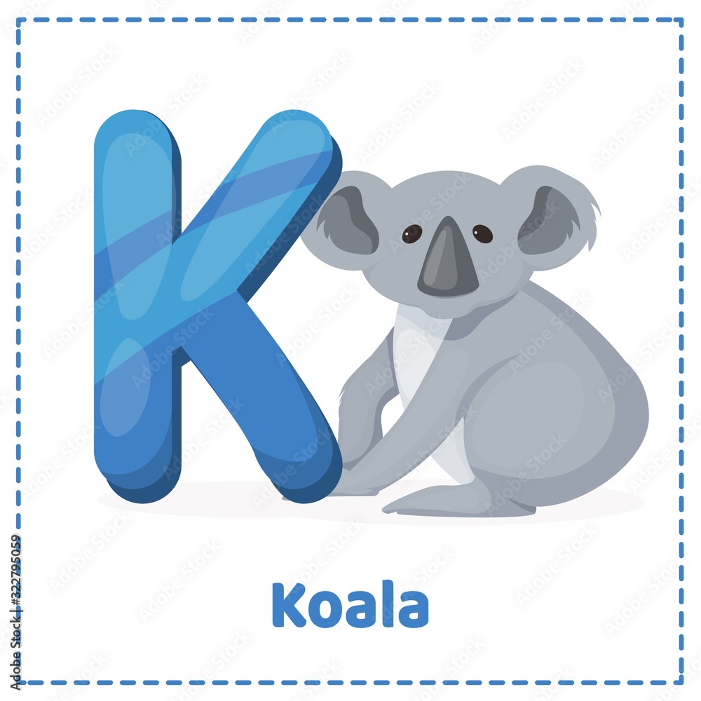 Alphabet printable flashcards vector with letter K Stock Vector | Adobe ...