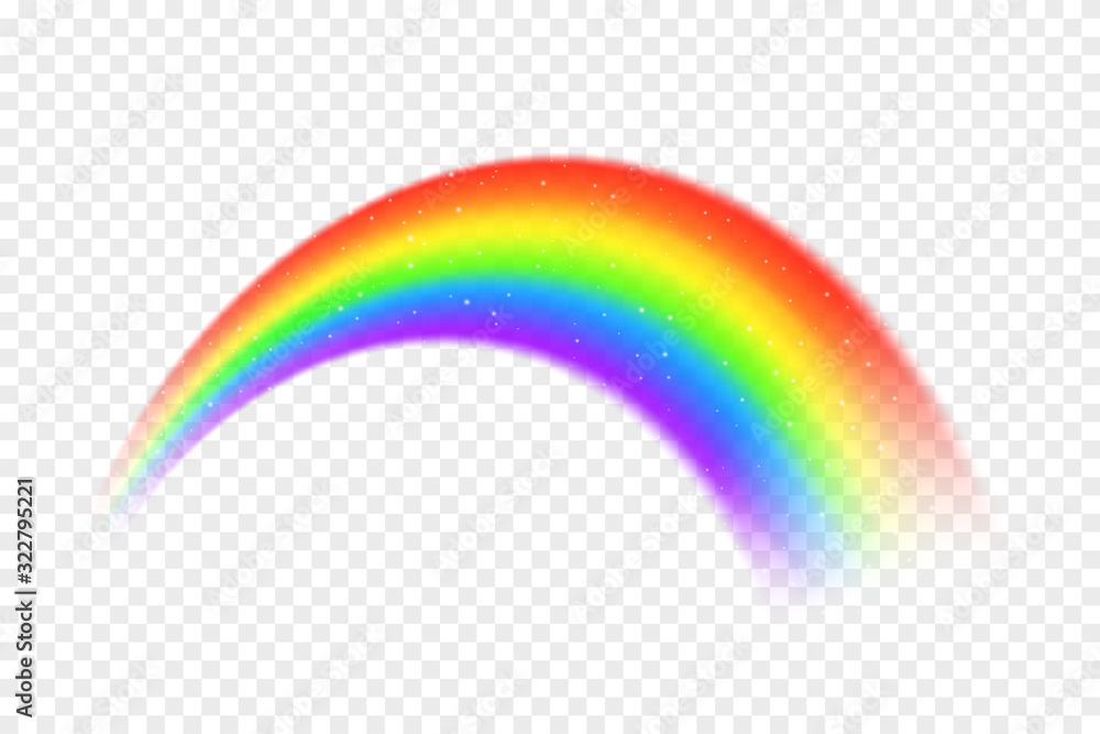 Realistic rainbow with abstract particles and glitter on transparent ...