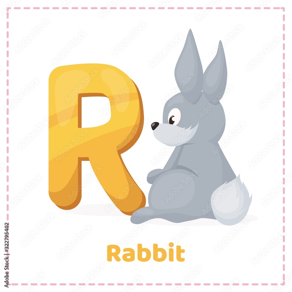 Alphabet printable flashcards vector with letter R. Stock Vector ...