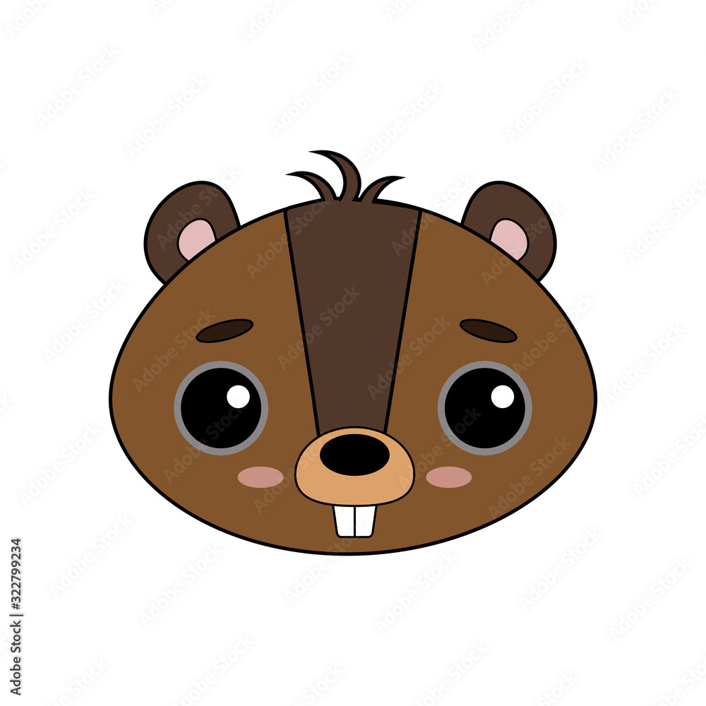 Cute and gentle little beaver vector image on white background. Kawaii ...