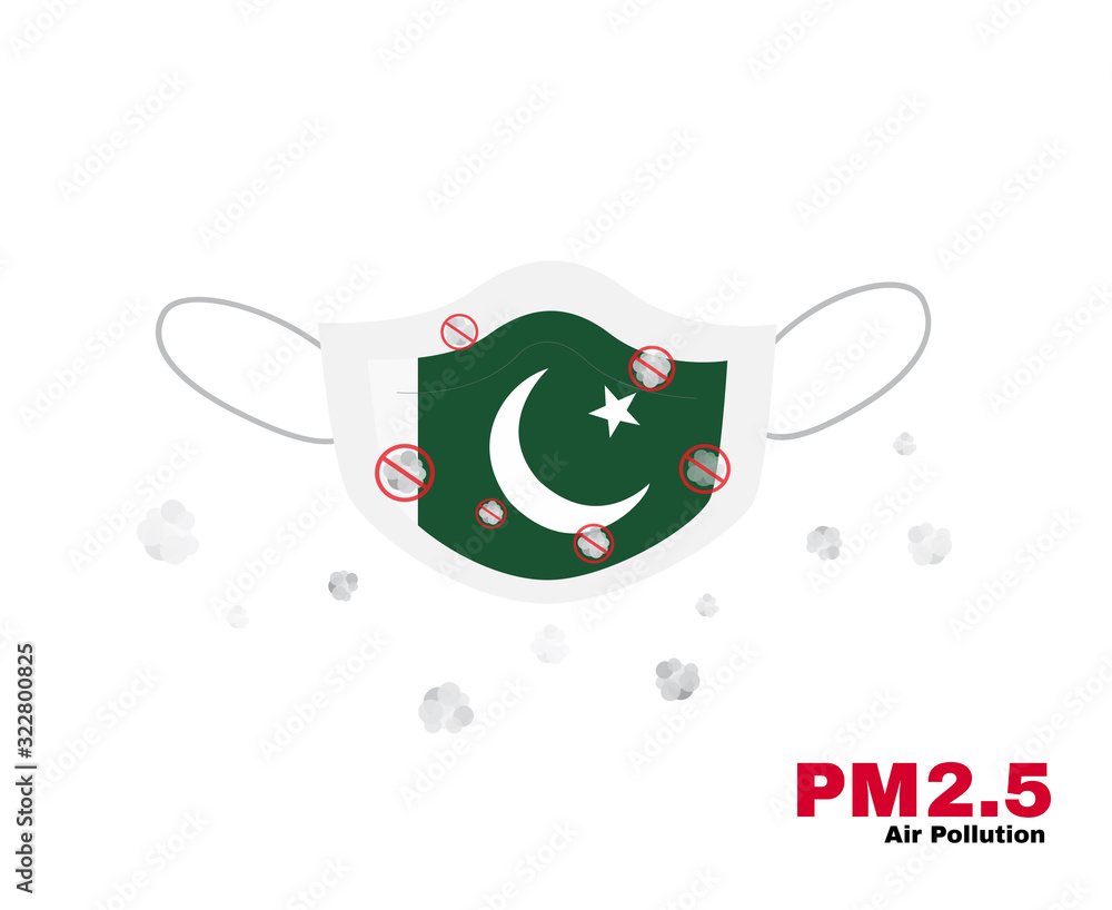 Wearing face mask to protect from PM2.5 dust air pollution, Pakistan ...