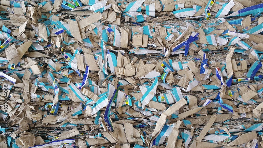 Bales of cardboard and box board. Wastepaper for Recycling. Background ...