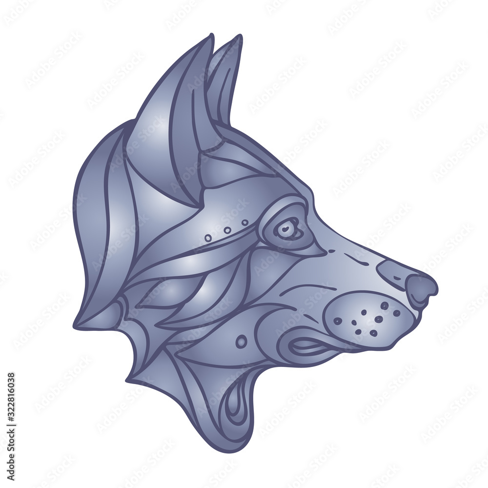 Wolf head. Side view. wildlife tattoo art, fantasy style. Vector ...