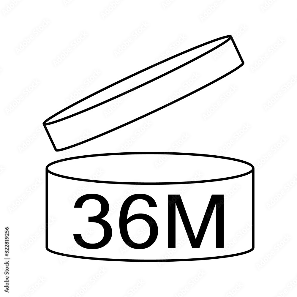 Period after opening PAO symbol. Cosmetics symbol isolated on white ...