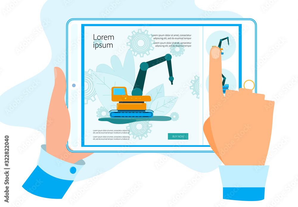 Human Hands Holding Tablet with Application for Buying Building ...
