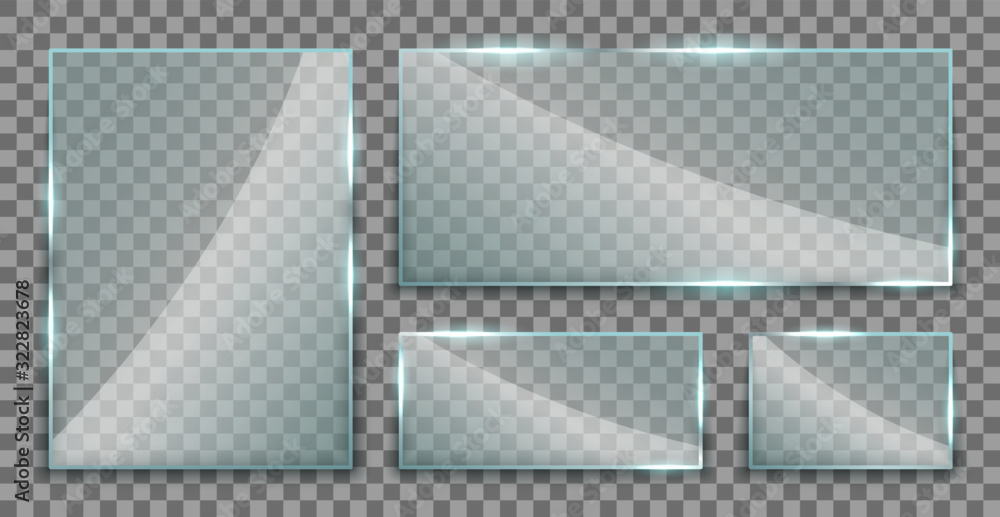 Realistic glass plates set. Gloss screens isolated on transparent ...