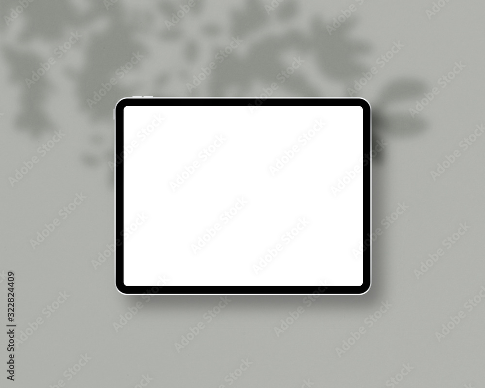 Modern tablet with blank white screen. Mockup template with shadow ...