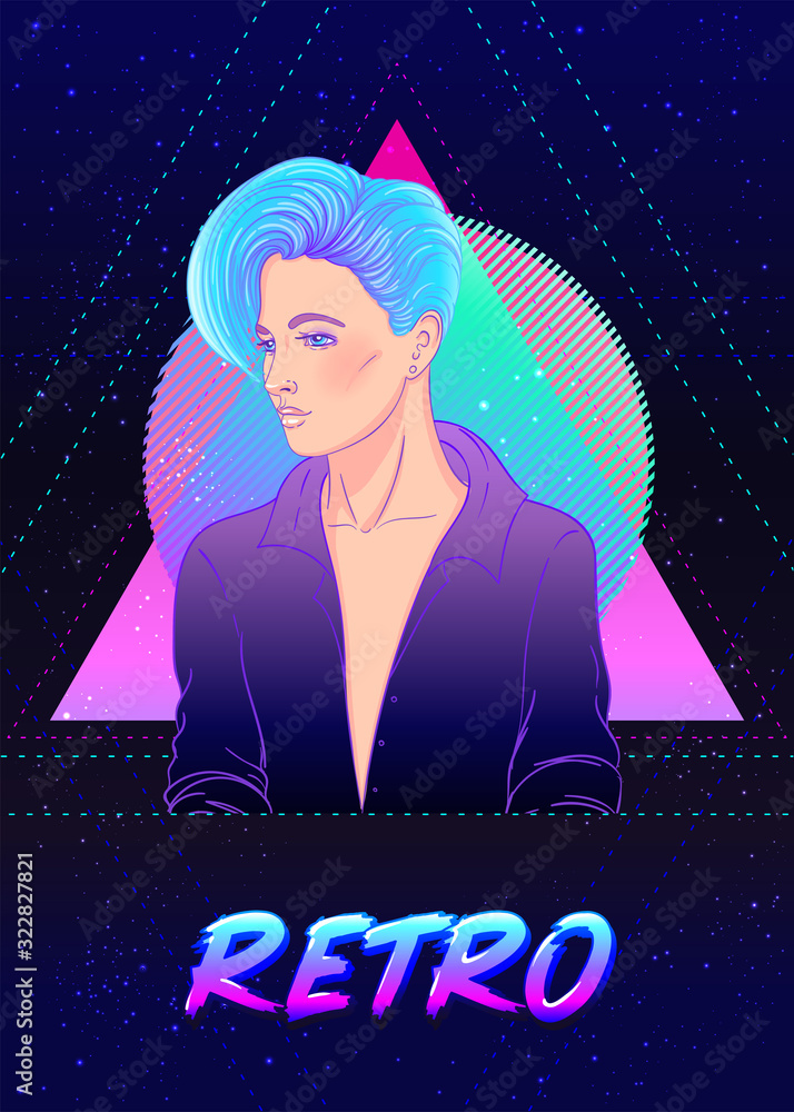 Portrait of a young pretty androgynous woman with short shaved pixie ...