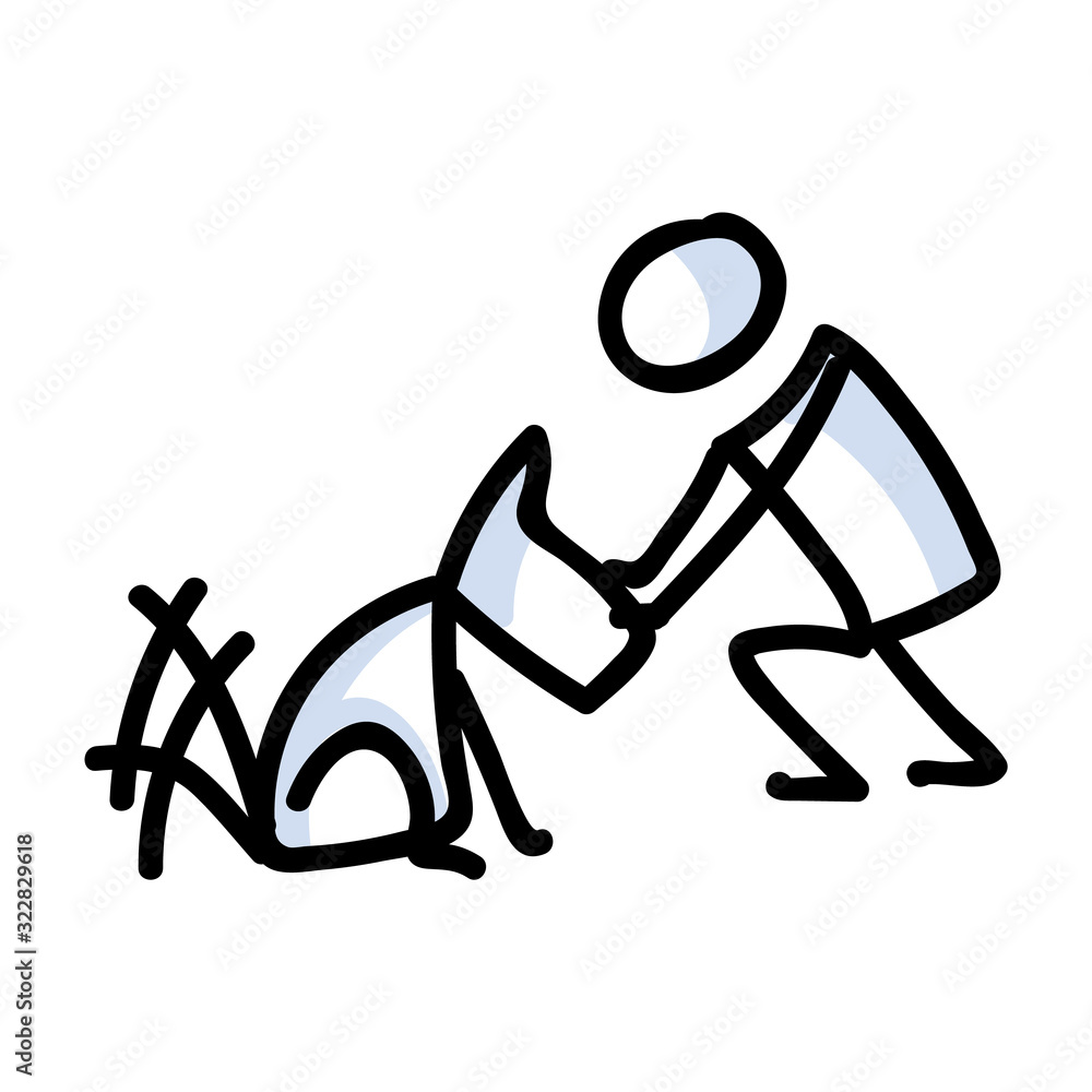 Cute stick figure owner petting dog vector clipart. Bujo bullet journal ...