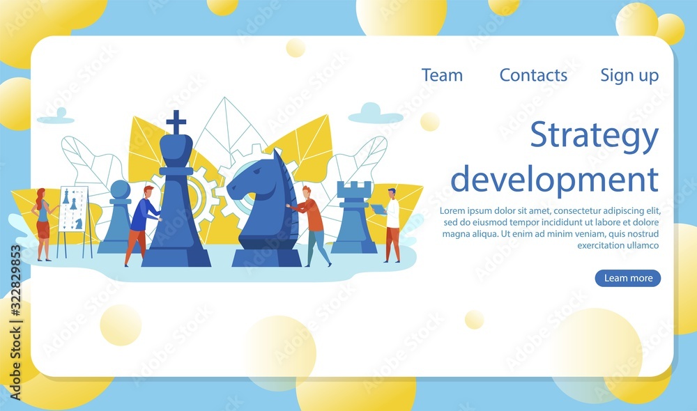 Flat Strategy Development Lettering Cartoon. Successful Team Leadership ...