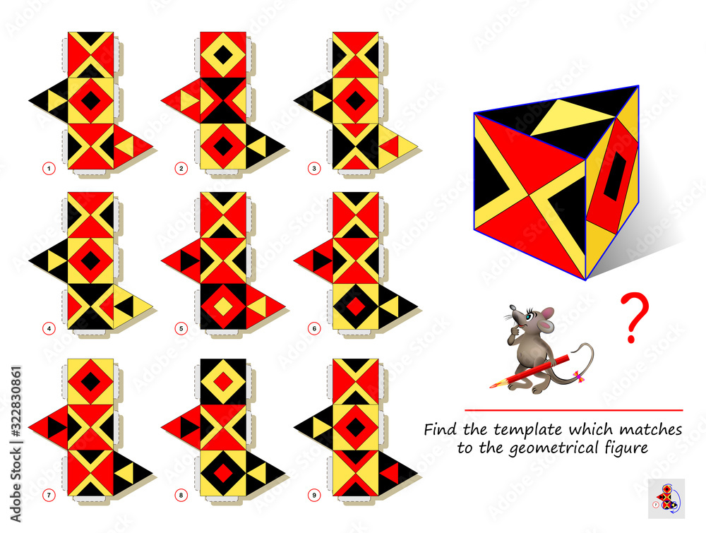 Logic puzzle game for smartest. Find the template which matches to the ...