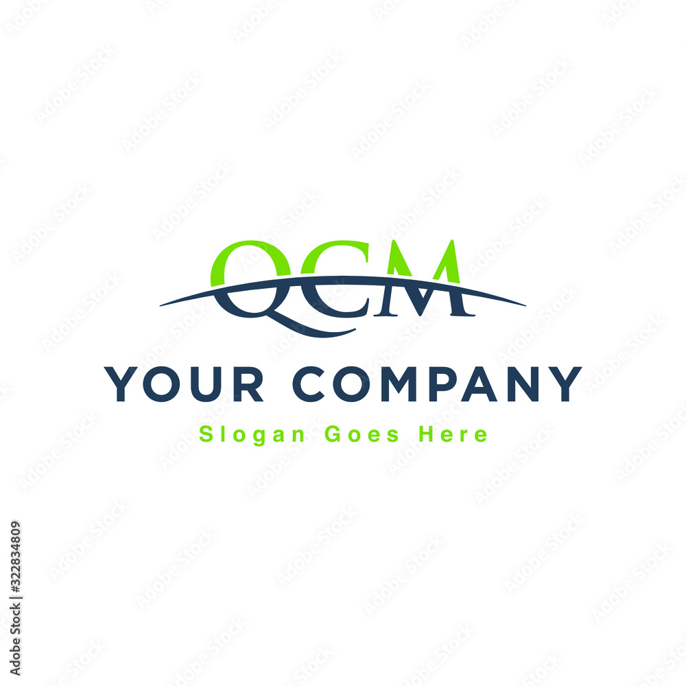 Initial letter QCM, overlapping movement swoosh horizon logo design ...