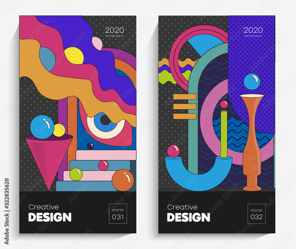 Fashionable bright geometric shapes. Vector suitable for your project ...