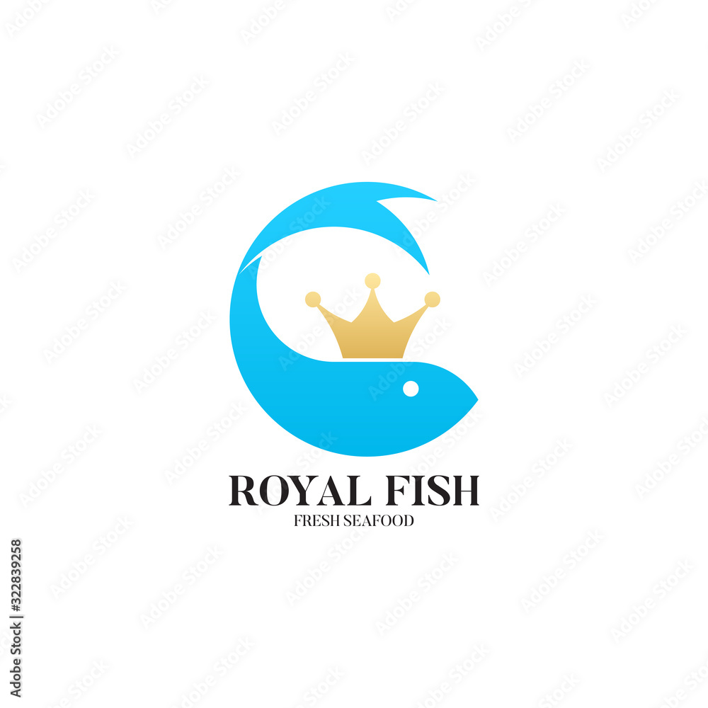 Royal fish logo template. Creative vector template of sea food symbol ...