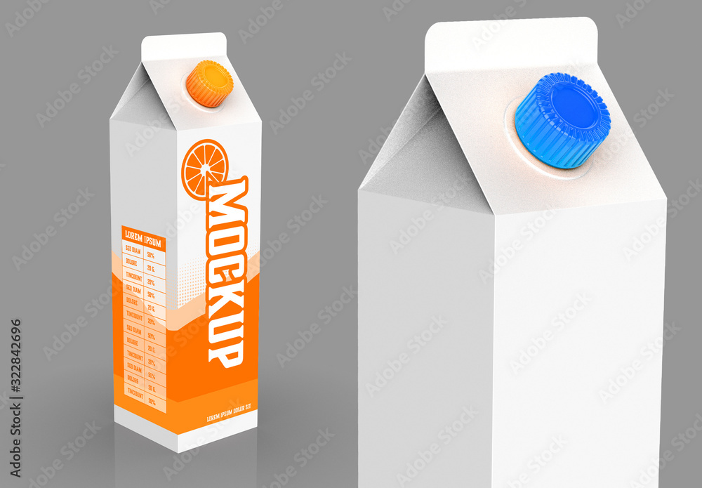 1-Liter Carton Mockup Stock Template | Adobe Stock