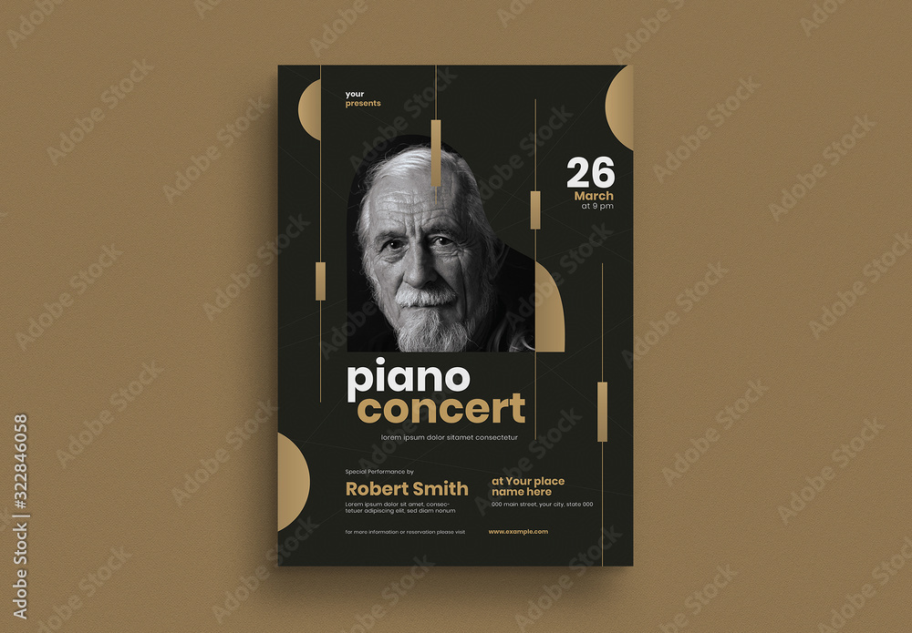 Piano Concert Event Flyer Layout Stock Template | Adobe Stock